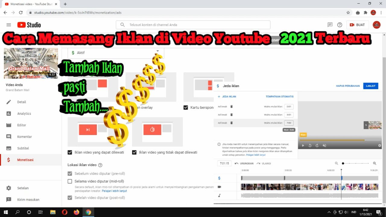 Cara memasang Iklan di Video Youtube 2021 - YouTube