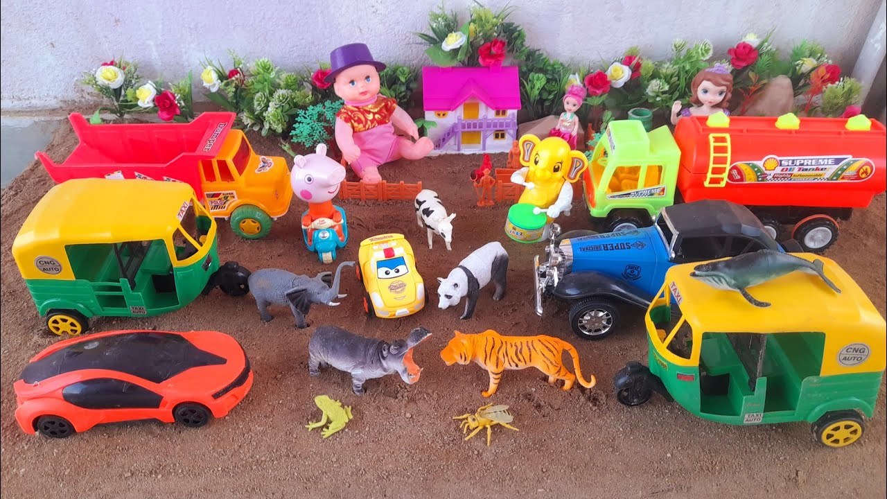 Gadi Wala cartoon || Animal toys || Helicopter toy|| Train Toys ...