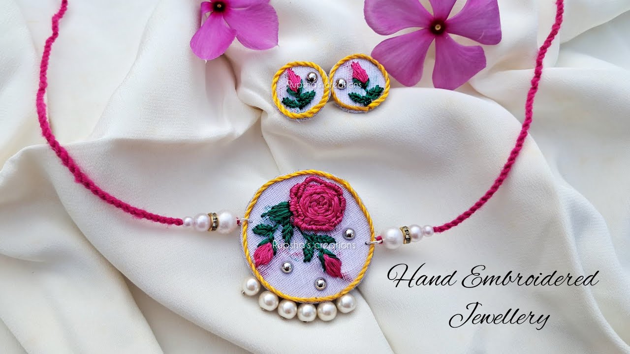 How to make Embroidery jewellery | Earrings with hand embroidery | hand ...