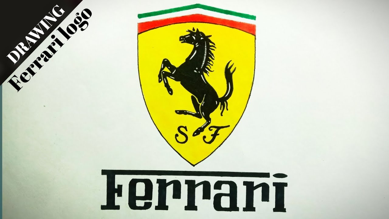"lOGO DRAWING || Ferrari logo drawing || realistic car logo drawing ...