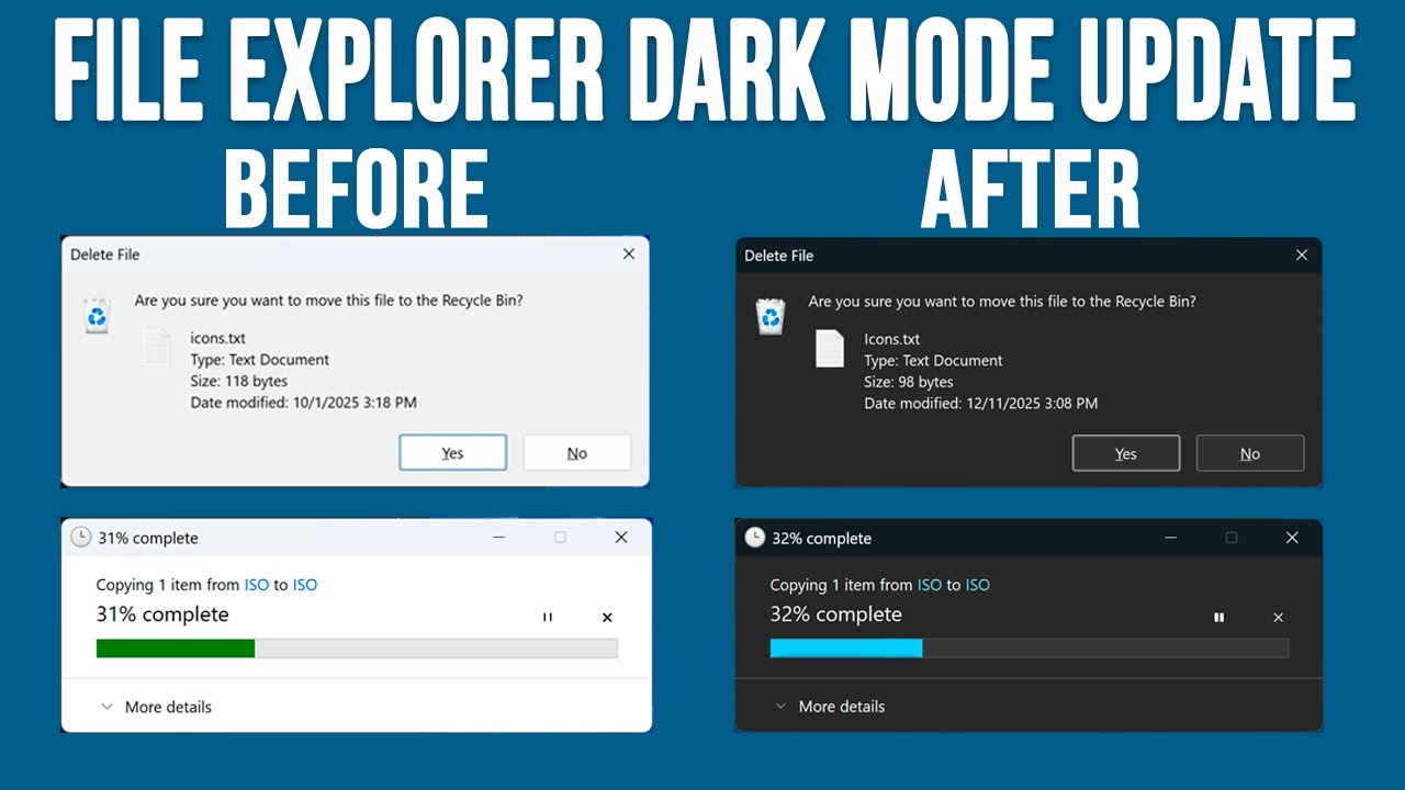 The Updated Windows 11 File Explorer Dark Mode Enhancements - YouTube