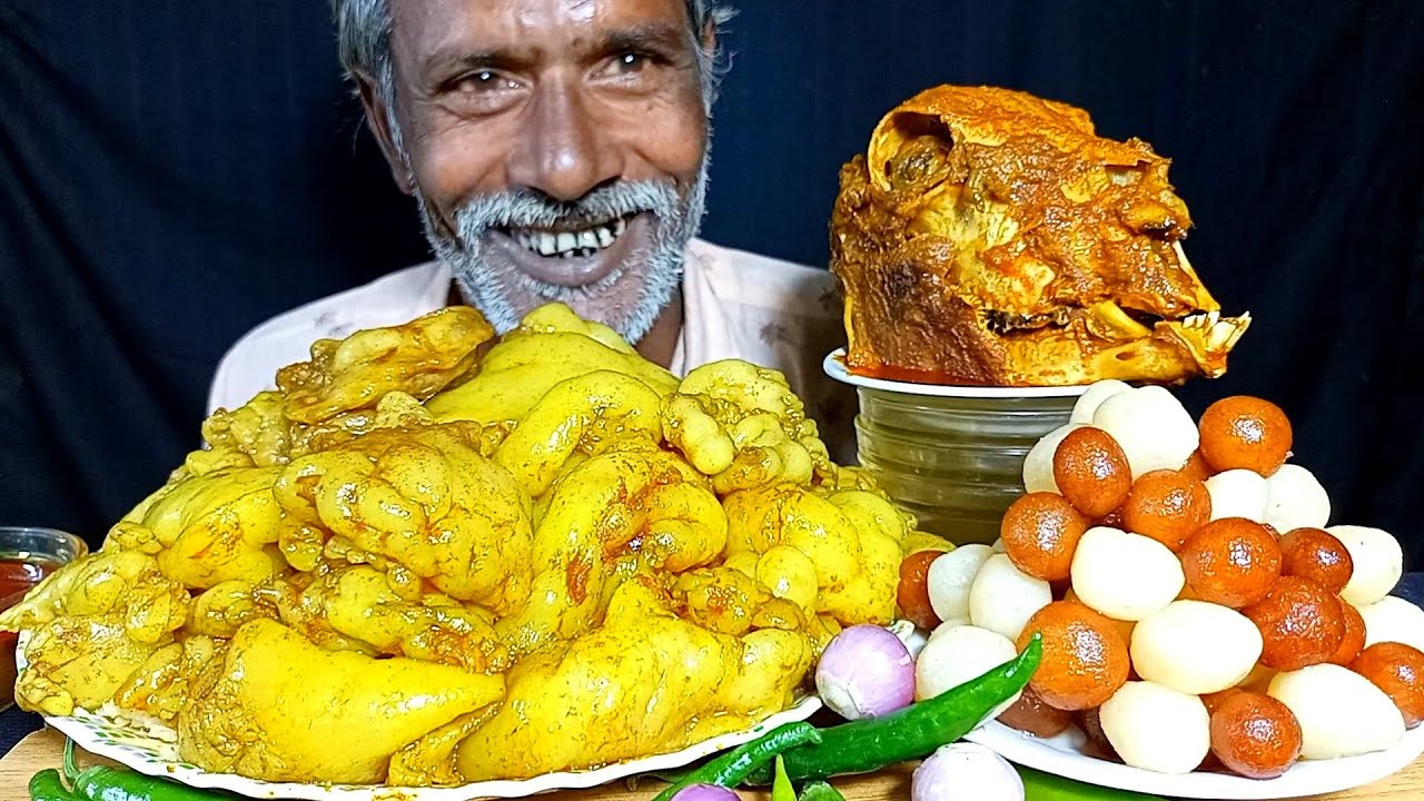 Eating Most Oily Mutton Fat Curry,Spicy Mutton Head Curry With Rice ...