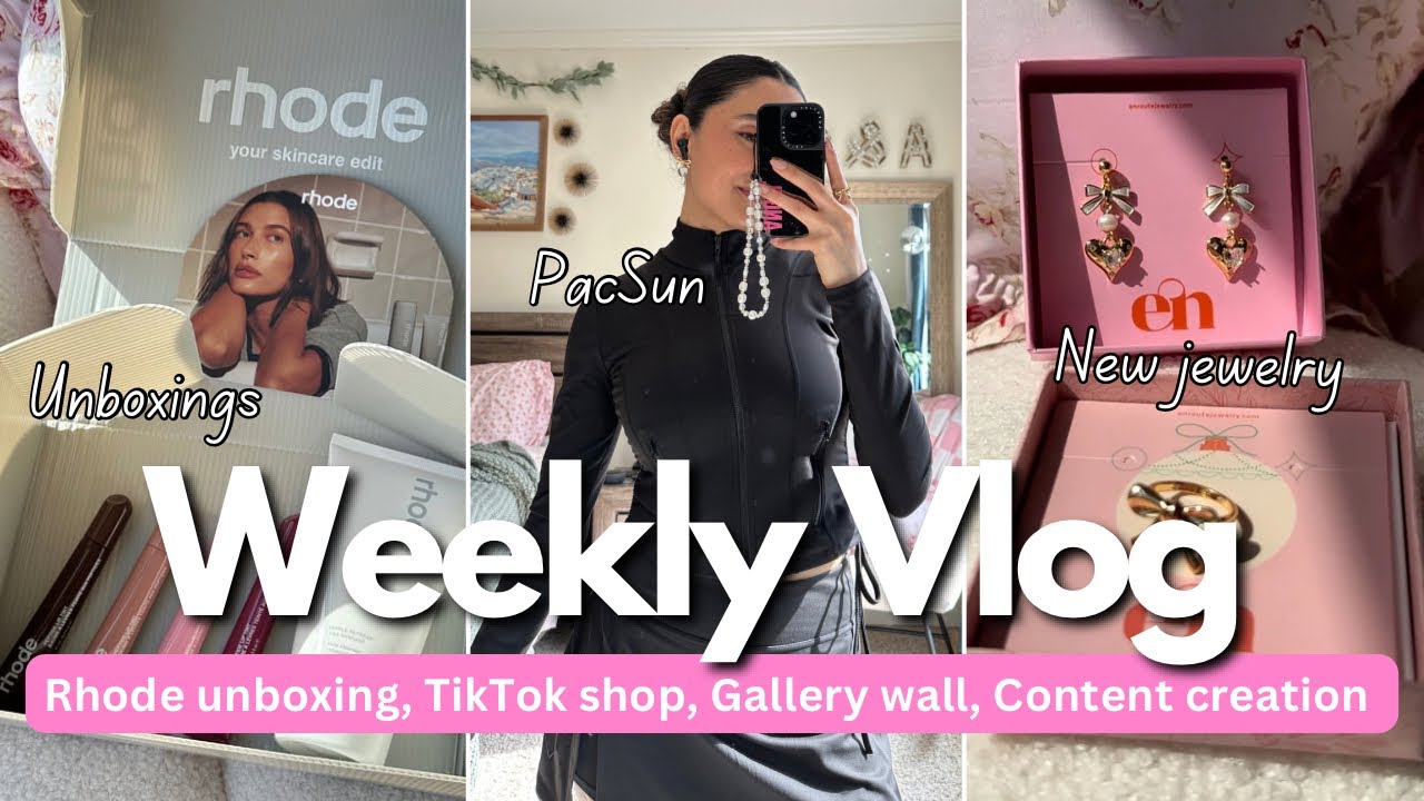 WEEKLY VLOG: Rhode unboxing, TikTok shop, making a gallery wall, content creation, Shakshuka ...
