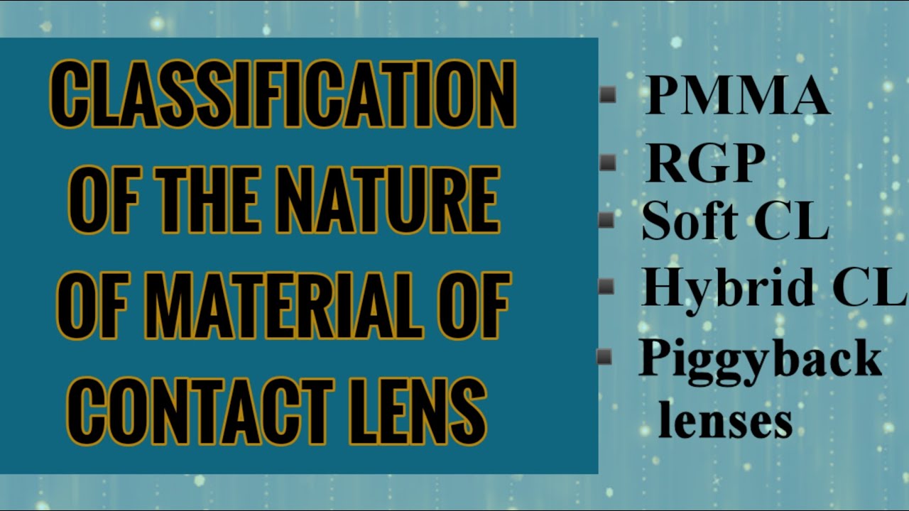 Classification of Nature of Contact Lens Material |RGP| Soft CL ...