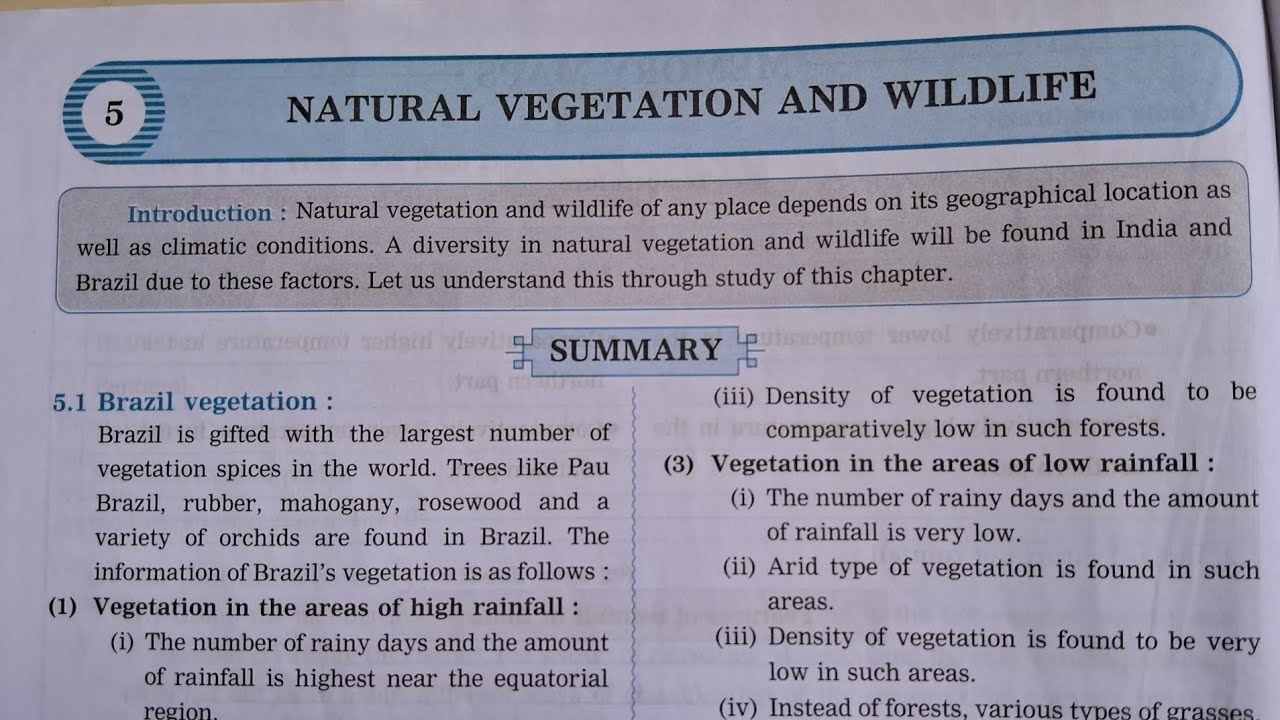 5. Natural Vegetation and Wildlife / Std 10th Geography Digest Notes ...