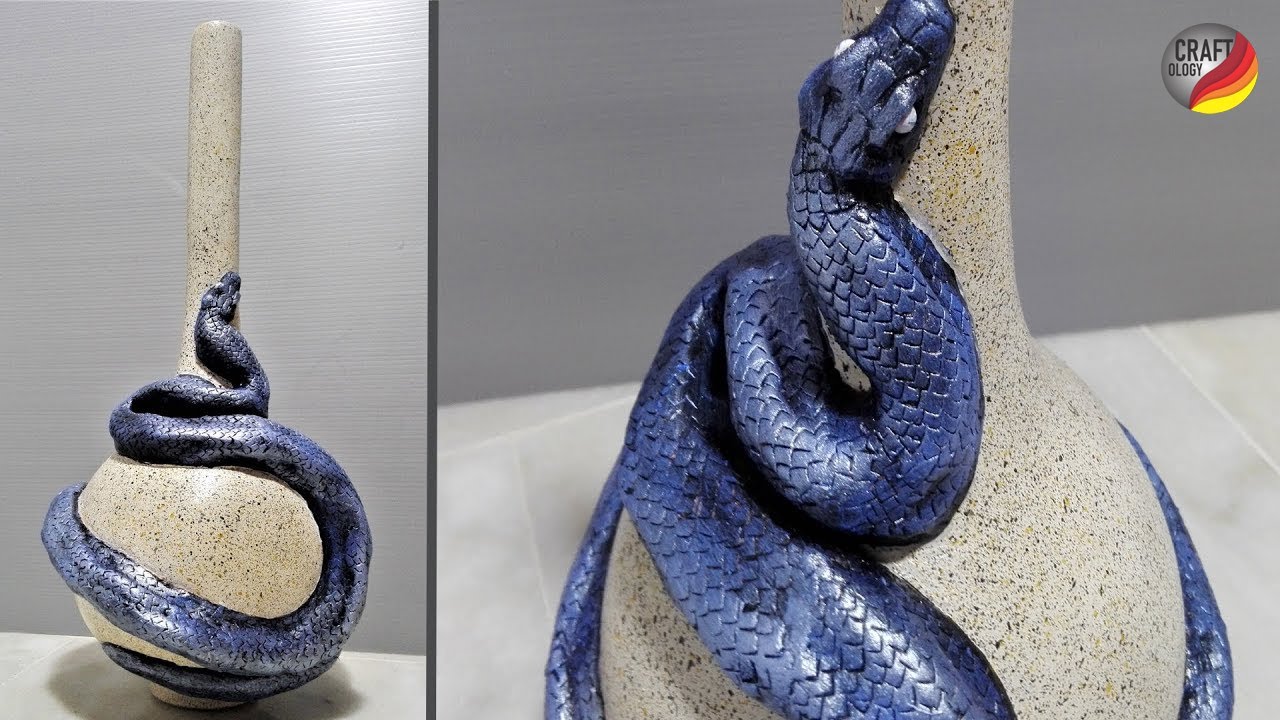 How to make Vase and Blue Snake | Modern Vase Idea | Plaster of Paris ...