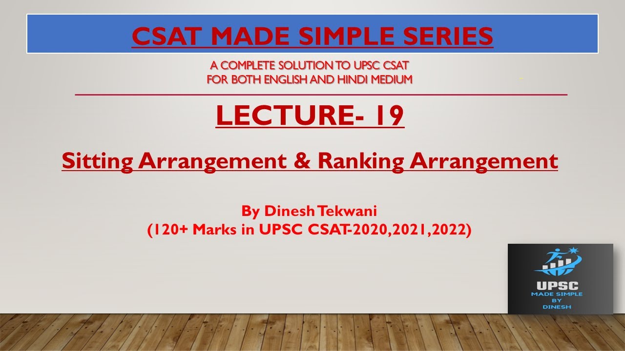 LECTURE-19 Sitting Arrangement & Ranking Arrangement - YouTube