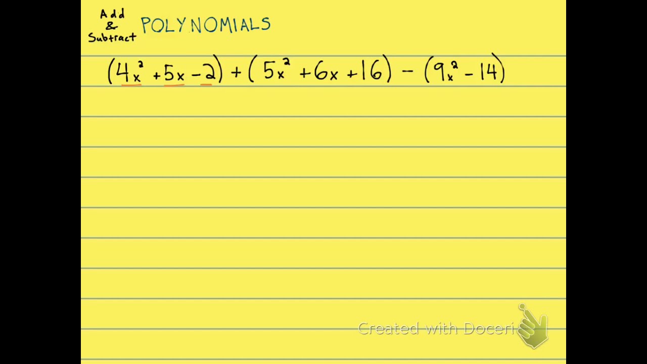5.2.59 Add and Subtract Polynomials - YouTube