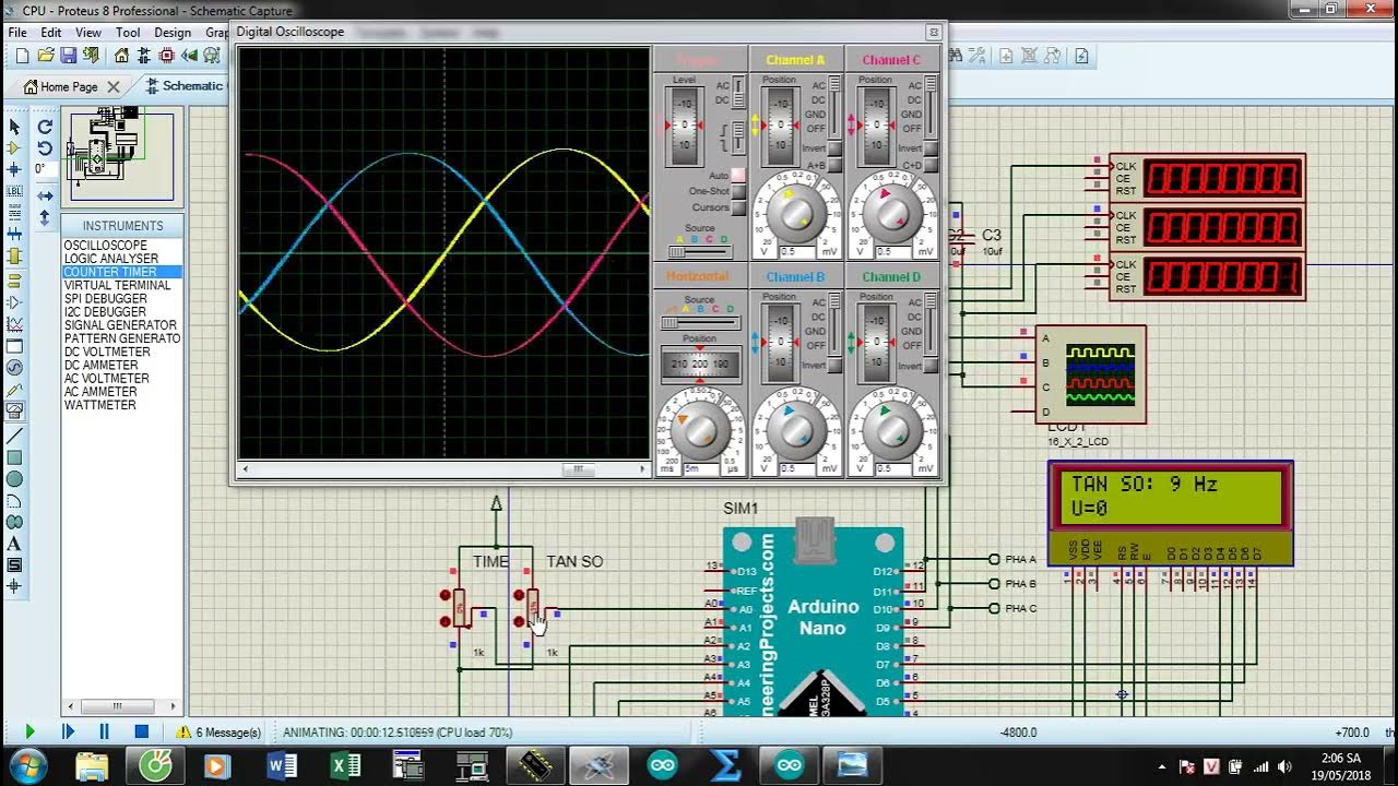 Three phase inverter PWM coding using SinePWM Arduino + Proteus - YouTube