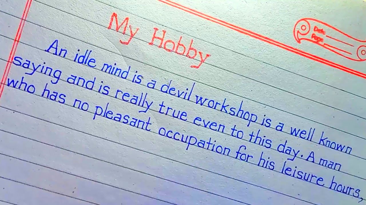 My Hobby essay in English || paragraph Handwriting || cursive writing ...