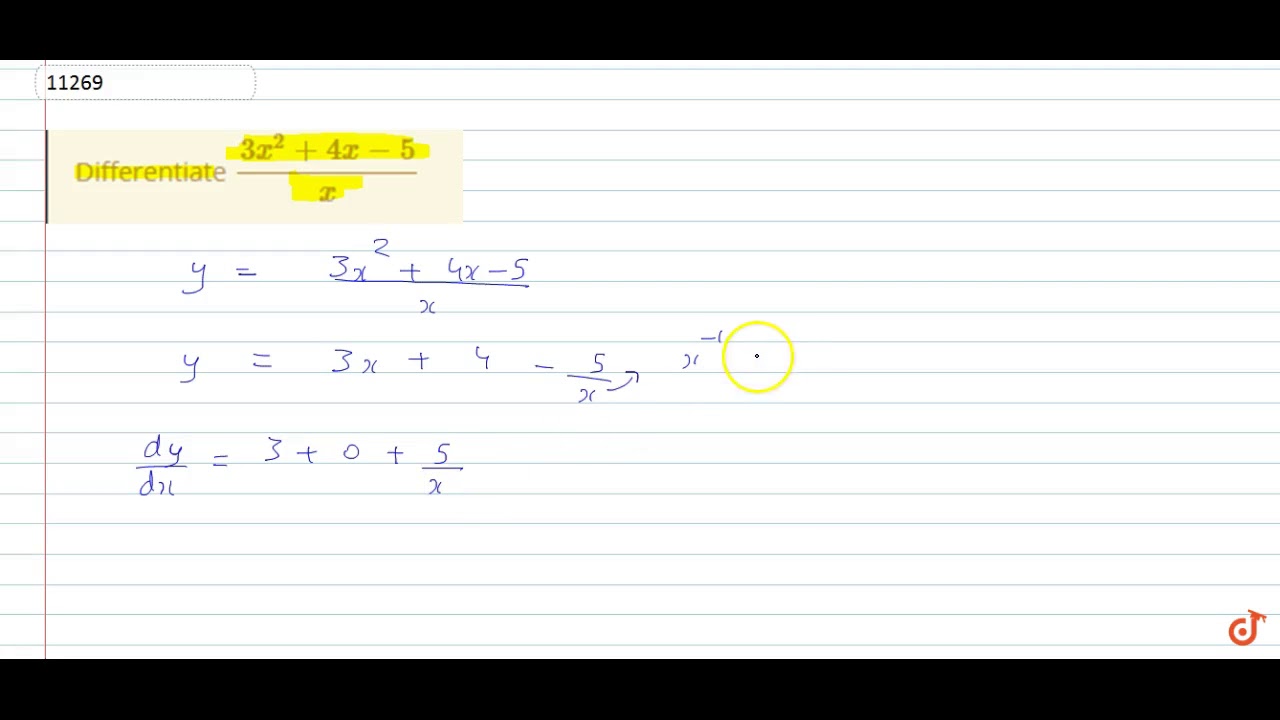 Differentiate 3x 2 4x 5 x YouTube Differentiate 3x 2 4x 5 x YouTube