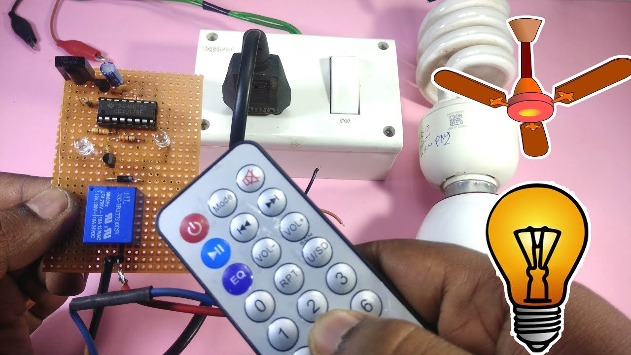 Control Light and Fan using TV Remote | Remote ON /OFF Switch - YouTube
