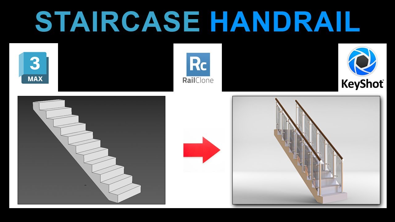 How To Create A Staircase Handrail 3ds Max Railclone And Keyshot Tutorial Fastesteasiest