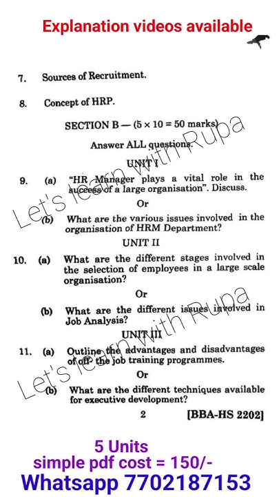 Human resources management previous qsn paper degree 4th sem 2025 # ...