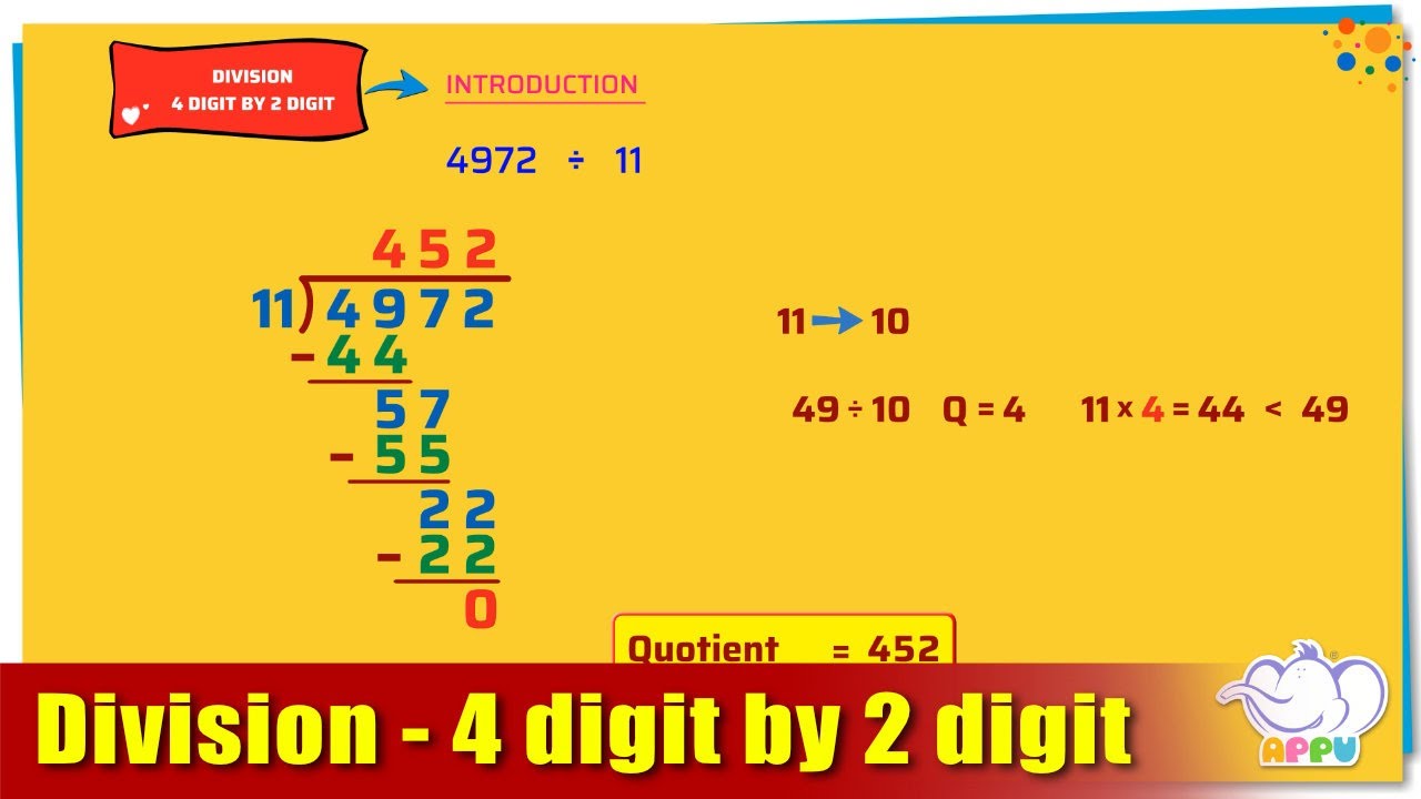 G5 - Module 7 - Introduction - Division - 4 digit by 2 digit | Appu ...