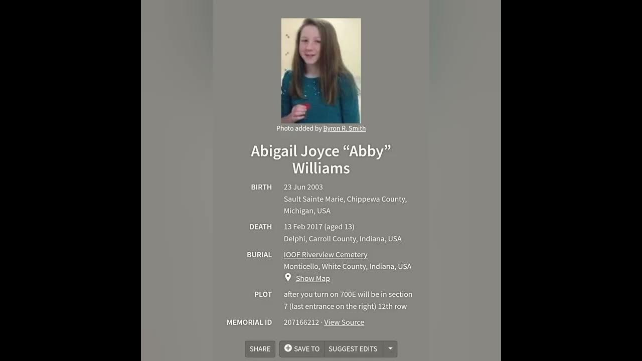 Abby and Libby Delphi Murders. Findagrave profiles. - YouTube