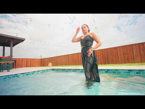 Samantha's First Swim in a Formal Dress, Tights and Heels