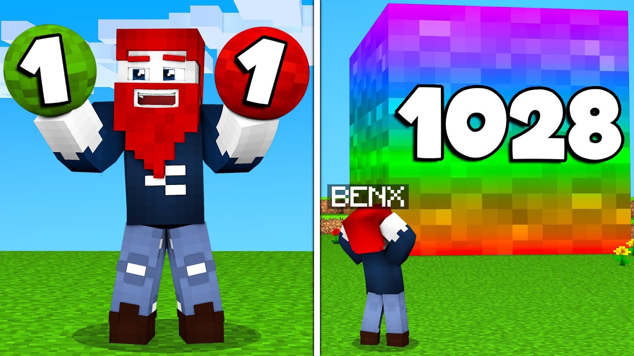 1 NOOB BLOCK wird zu 1028 PRO BLOCK in Minecraft - YouTube