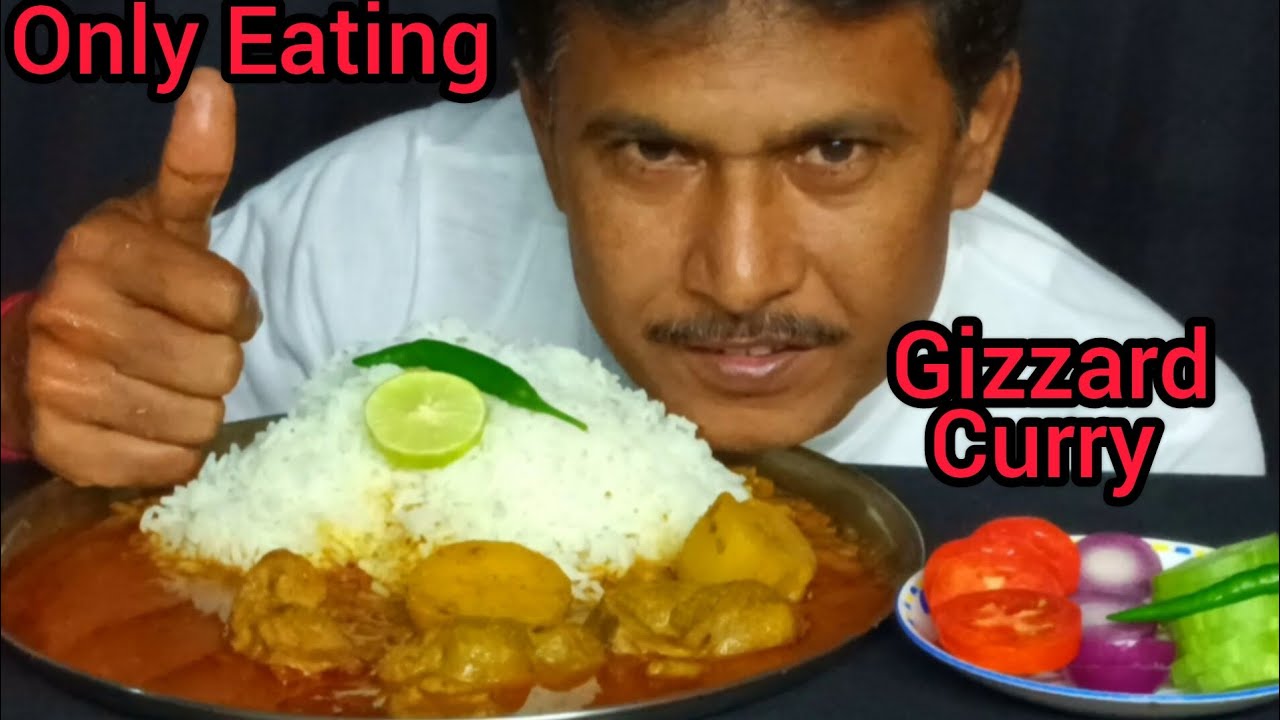 Oily Chicken Gizzard Curry Eating & Chicken Stomach Liver Gizzard ...