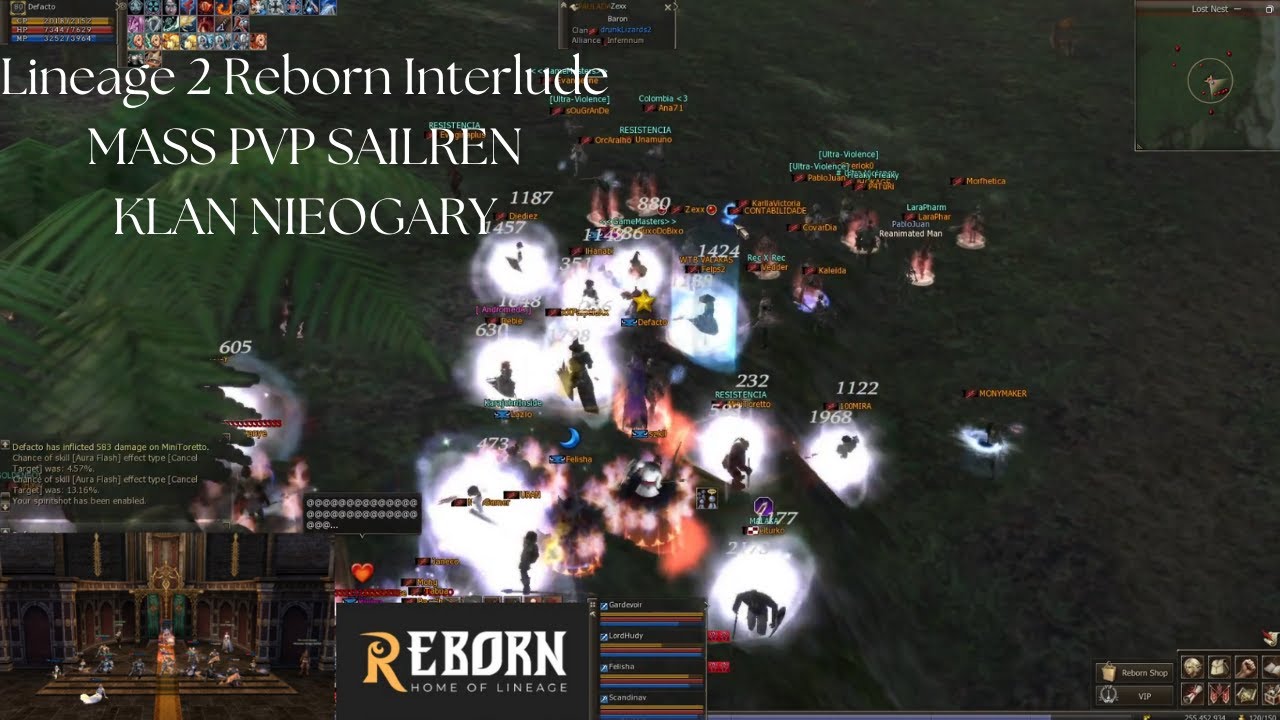 Lineage 2 Reborn, MASS PVP SAILREN (BAIUM, AQ DROP) NIEOGARY KLAN - YouTube
