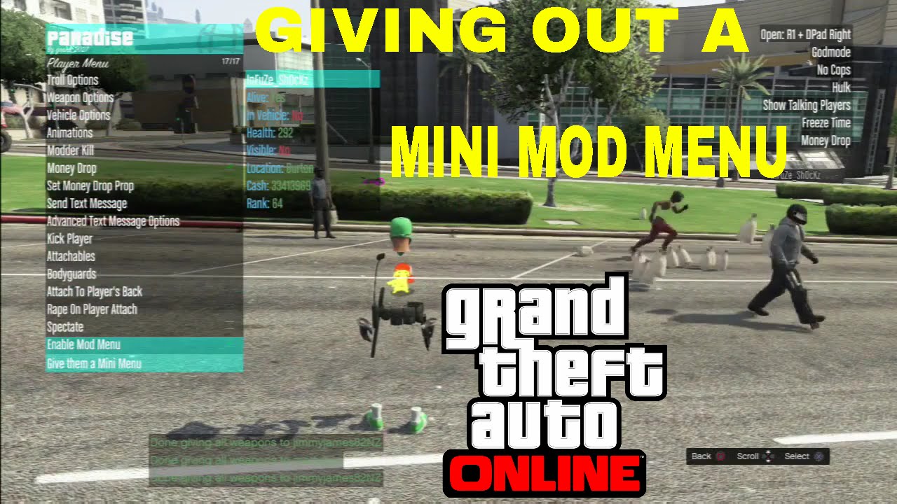 GTA V Online Giving Out Mini Mod Menus - YouTube