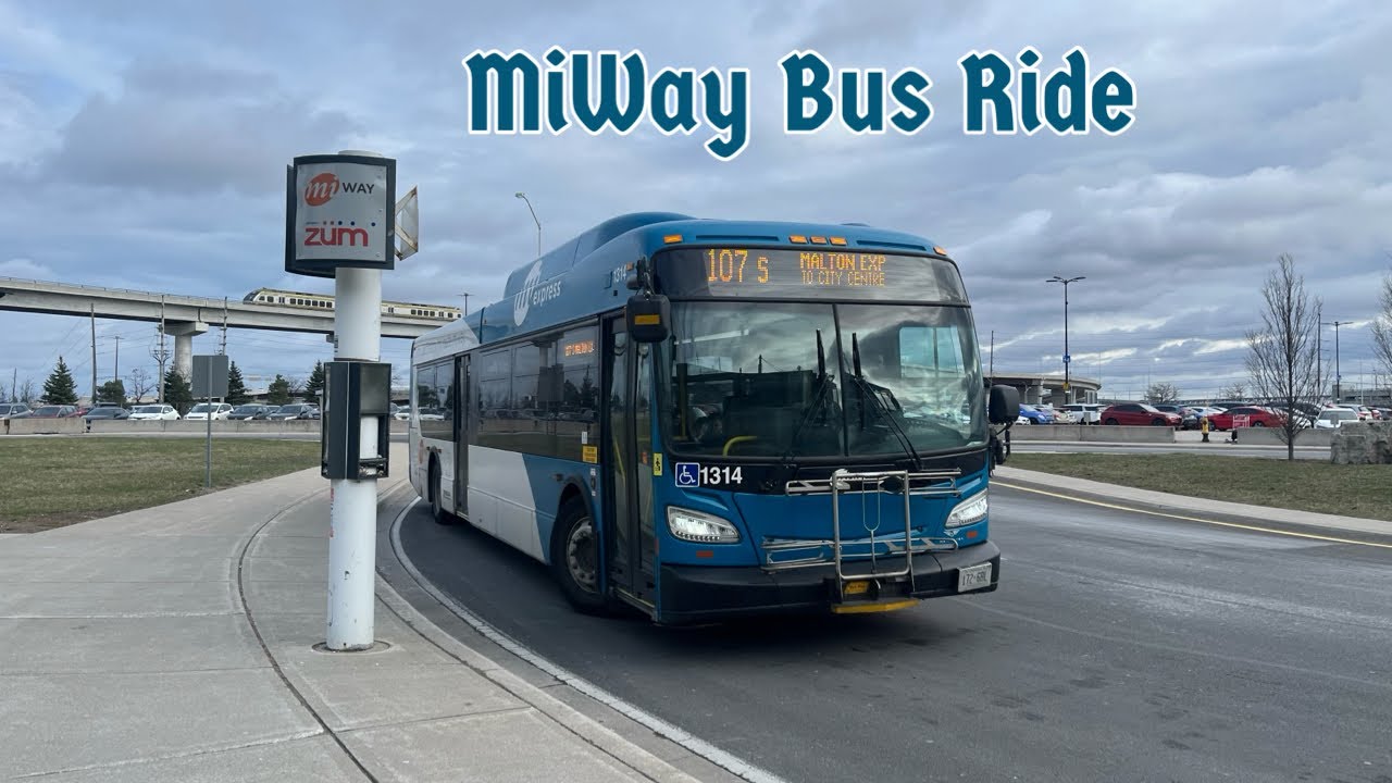 Mississauga MiWay 107 Malton Express Bus Ride - Humber College to ...