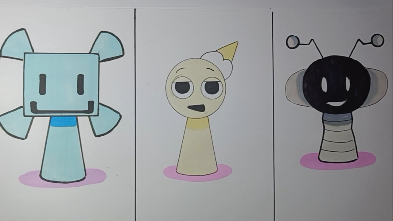 Drawing New Characters Bit Vs Creamy Vs Mary In Sprunki OC - YouTube