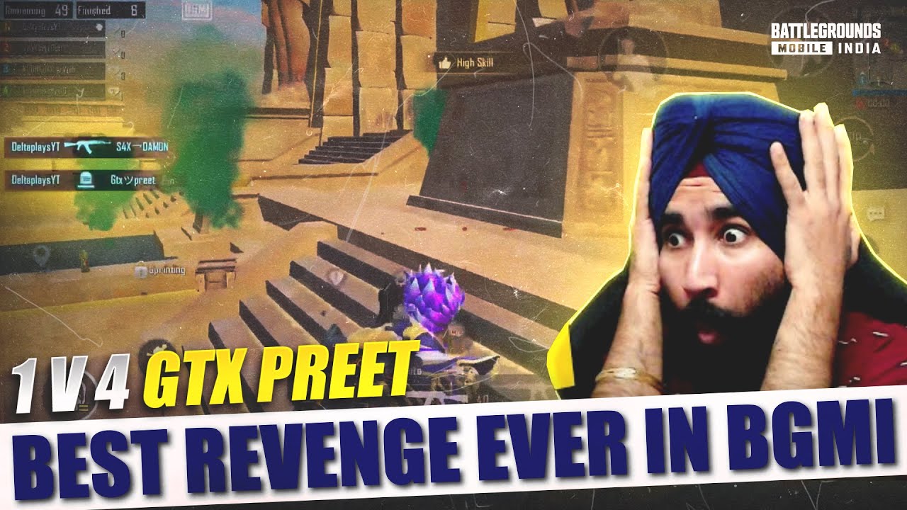 1 v 4 GTX PREET,The 1000 IQ grenade that shook PREET PAAJI, @GtxPreet # ...
