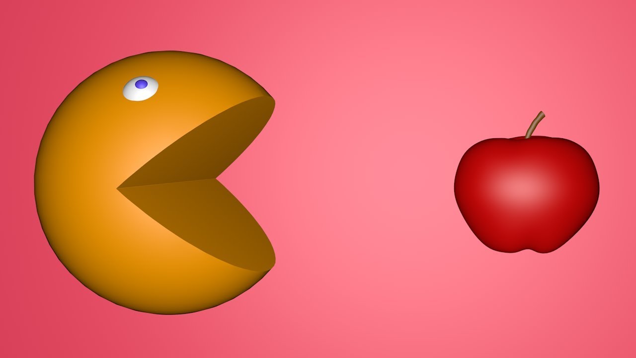 PacMan Eats Colored Apples PacMan Learn Color on Apple - YouTube