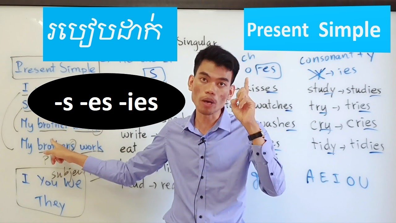 Present Simple - Spelling Rules - S - ES - IES | រៀនភាសាអង់គ្លេស - YouTube