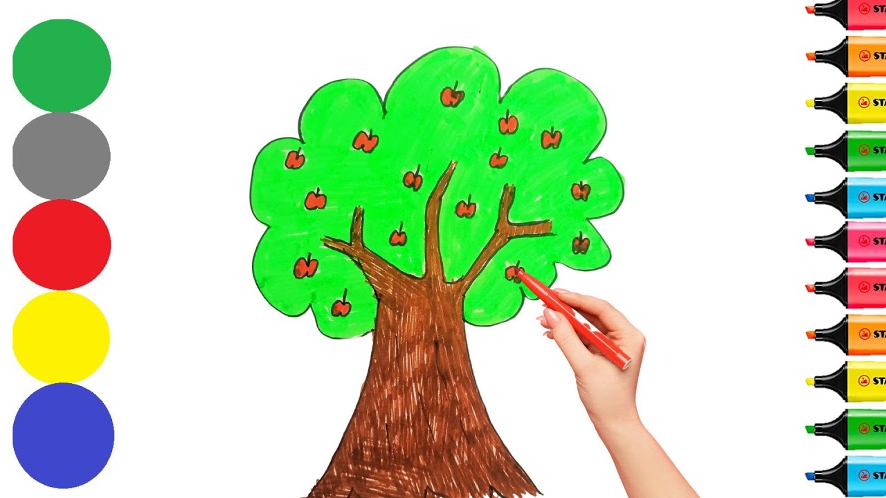 Draw An Apple Tree | Simple & Easy Drawing | Step By Step Drawing ...