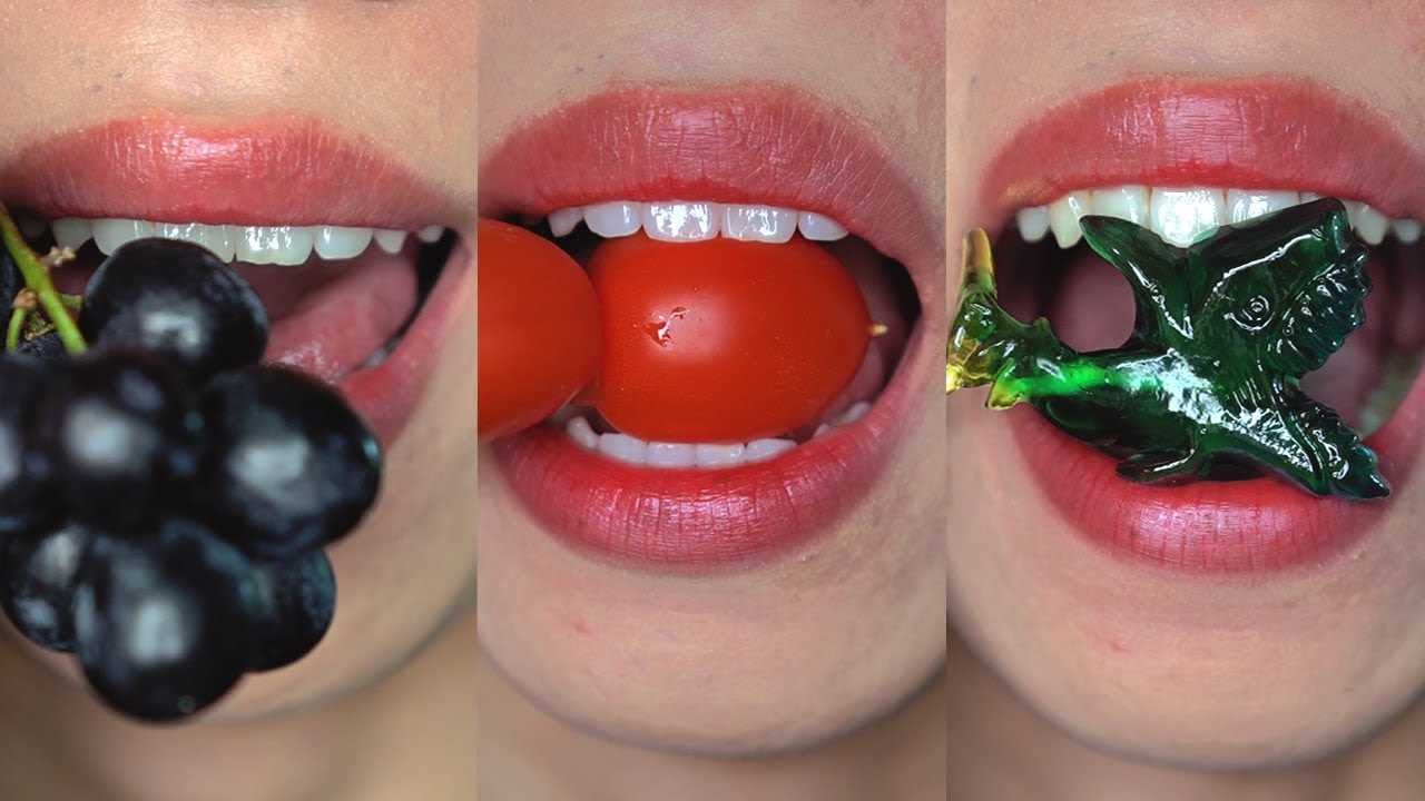 👅🍇🍊🍅🦈과일 입술먹방 asmr lips mukbang eating sounds - YouTube