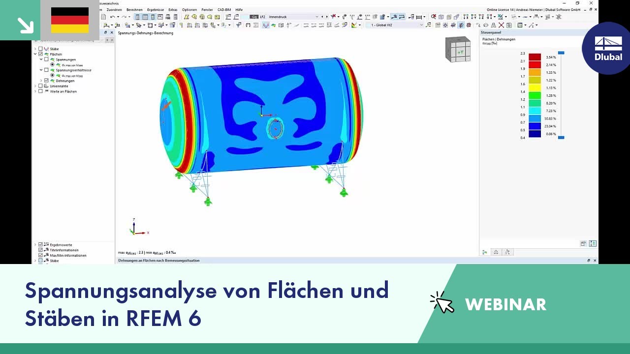 Spannungsanalyse von Flächen und Stäben in RFEM 6 | Di, 13. Dez. 2022 - YouTube
