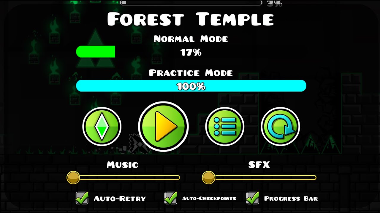 Geometry Dash Forest Temple Grind - YouTube