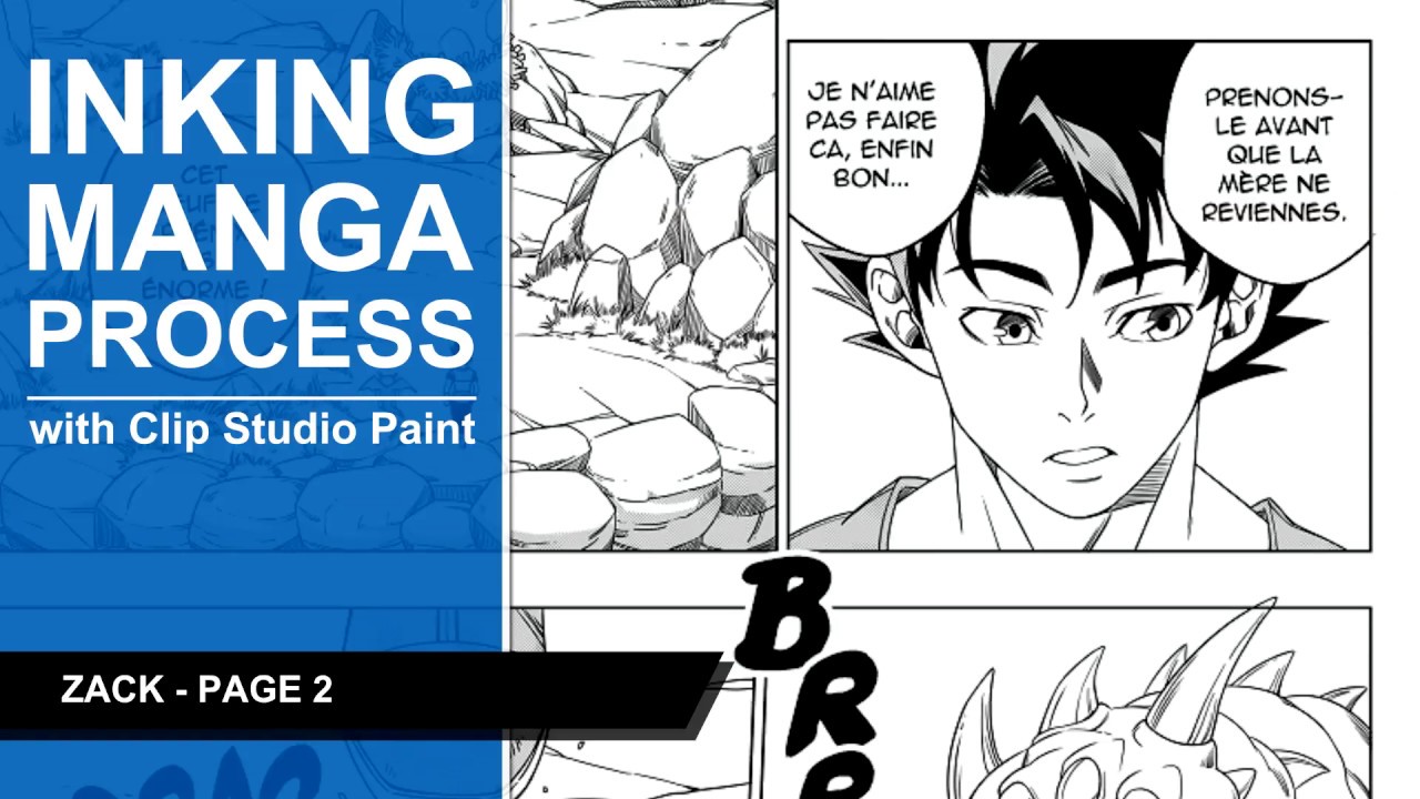 Inking manga process - Zack page 2 - YouTube