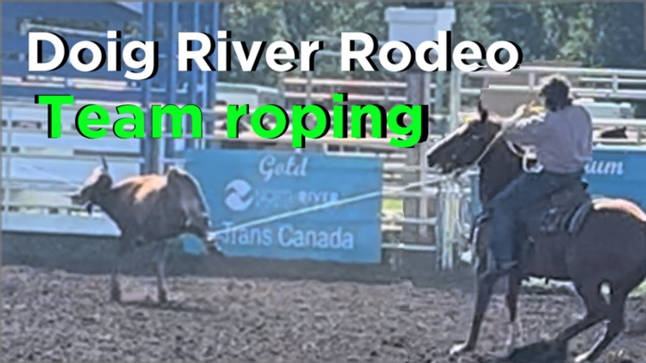 Team roping at the 2023 Doig River Rodeo with my dad and uncle - YouTube