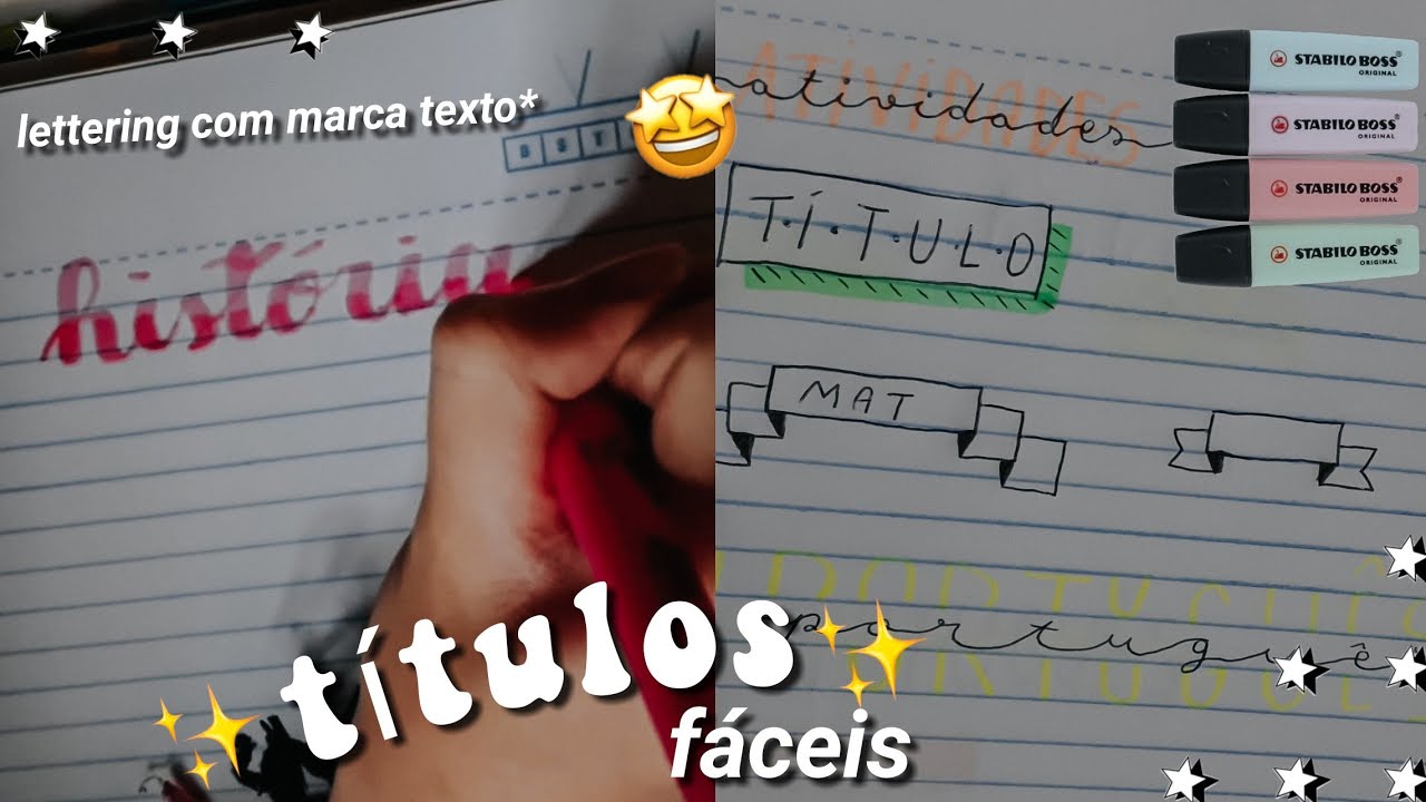 IDEIAS de TÍTULOS BONITOS *lettering fácil* - Sara Quintino - YouTube