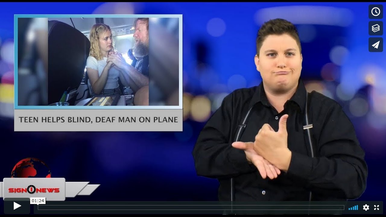 Teen helps blind, deaf man on plane (ASL - 6.24.18) - YouTube