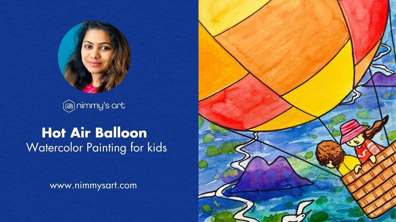 How To Draw a Hot Air Balloon - Watercolor Painting - YouTube