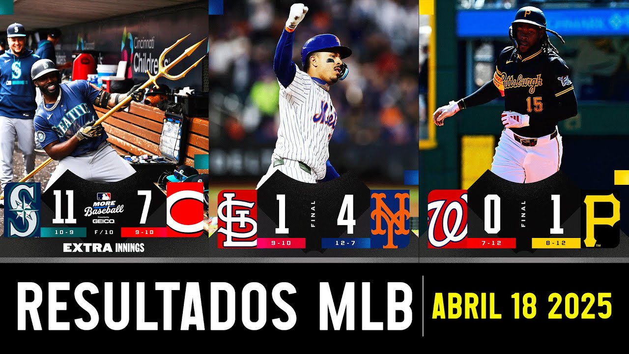 JUEGOS DE HOY, RESULTADOS DE AYER, POSICIONES MLB 18/04/2025 - YouTube