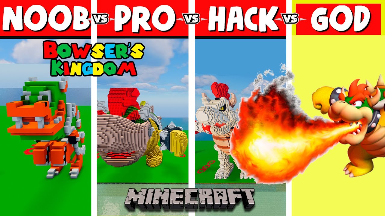 Minecraft NOOB vs PRO vs HACKER vs GOD: Bowser PAPER MARIO BUILD ...