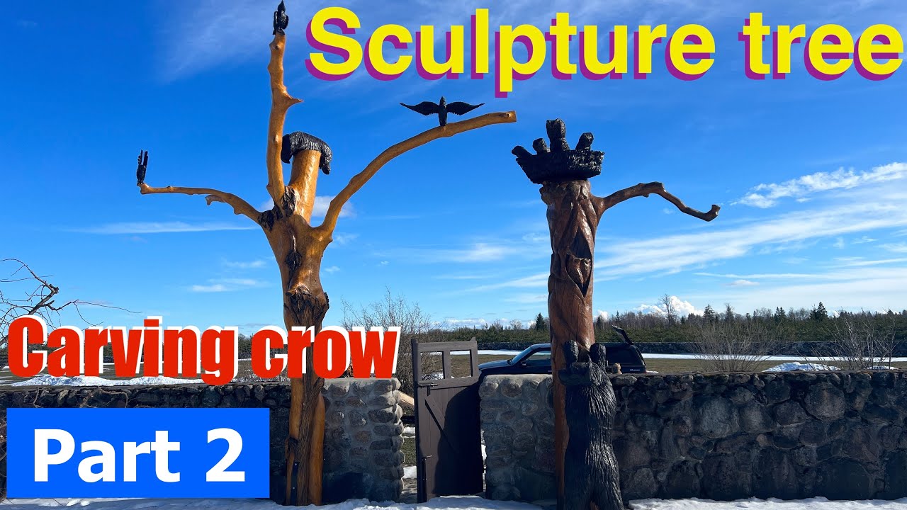 Chainsaw carving crow (part2) - YouTube