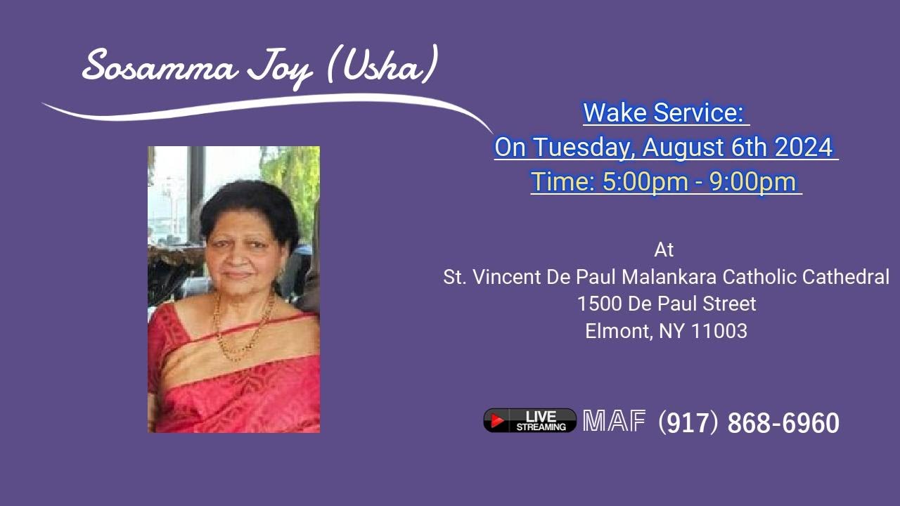 Wake Service | Sosamma Joy | video by MAF (917) 868-6960 - YouTube