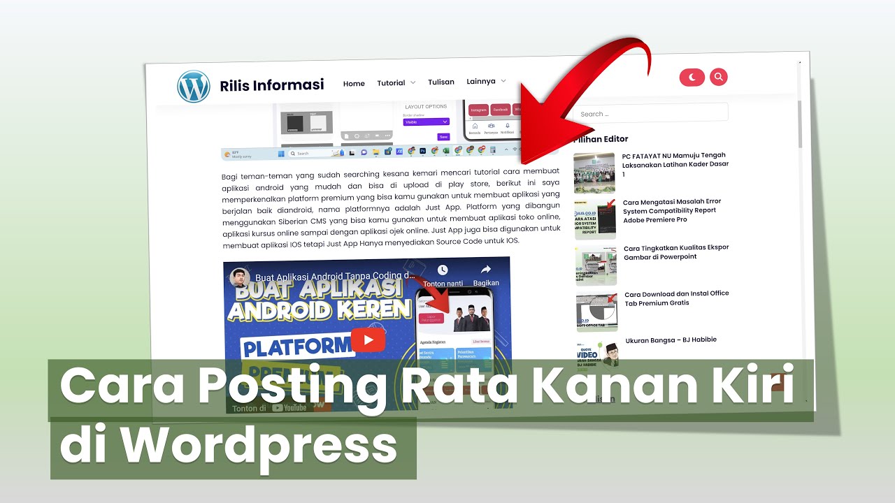 Cara Posting Rata Kanan Kiri di Website Wordpress - YouTube