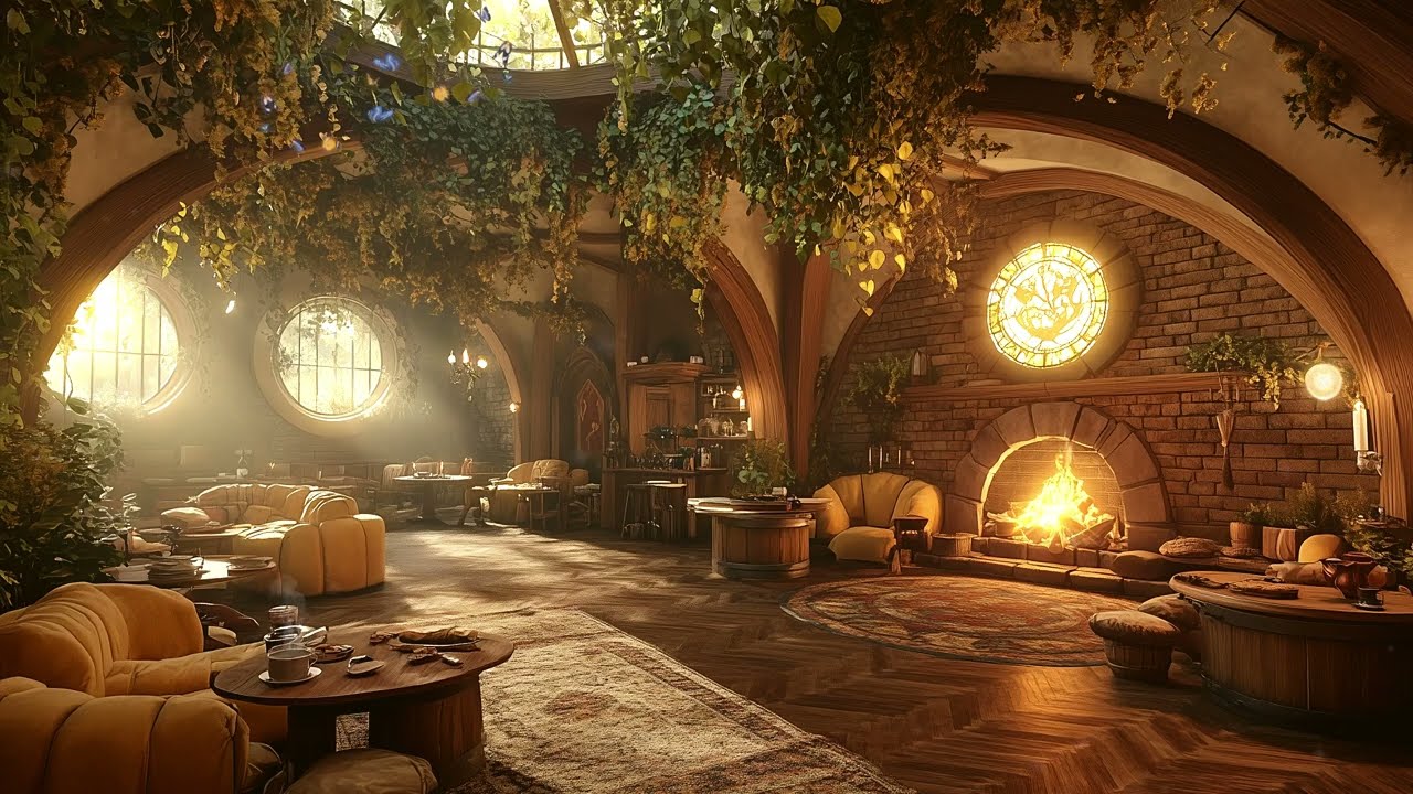 Hufflepuff Common Room | Cozy Ambience | Crackling Fire & Relaxing ...