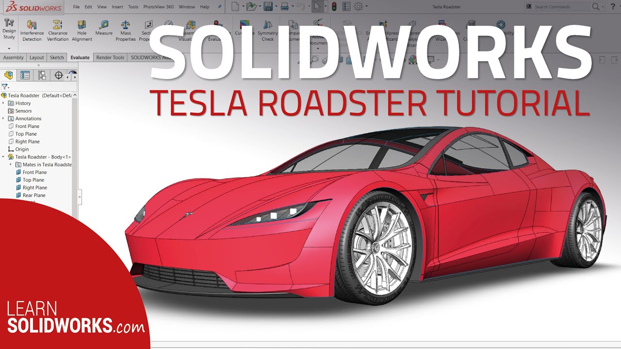 How to model a Tesla Roadster in SolidWorks - YouTube