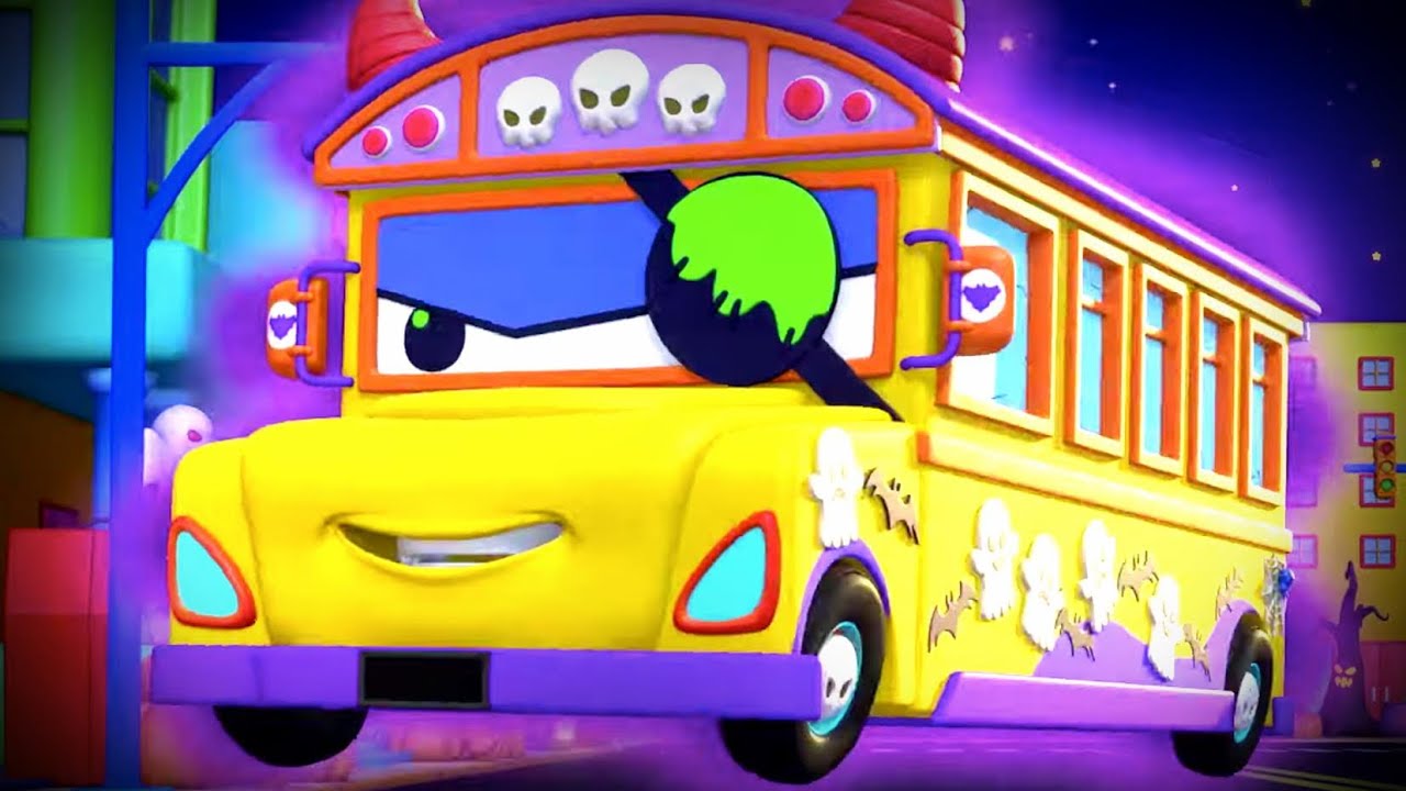 Scary School Bus, Halloween Bus, Spooky Rhyme and Kids Song - YouTube