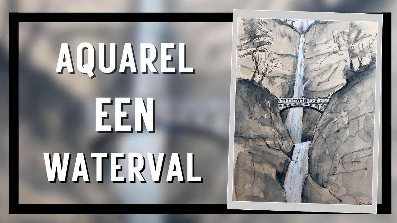 Hoe schilder je een waterval Mixed Media en Aquarel - YouTube