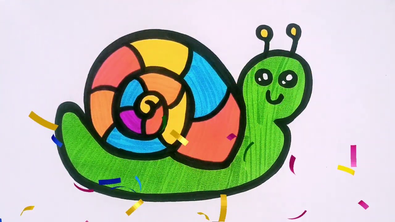 Cute Snail Drawing, Painting and coloring For kids and Toddlers ll Easy ...