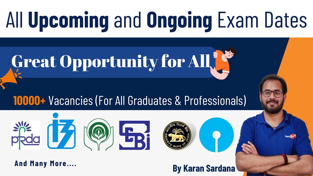 Upcoming & Ongoing Exam Dates | 10000+ Vacancies | Government jobs 2022 ...